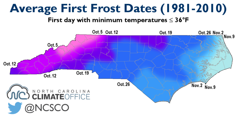 NC’s First Frost and Freeze Climatology - North Carolina State Climate ...