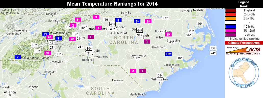 2014 Climate Review: By the Numbers - North Carolina State Climate Office