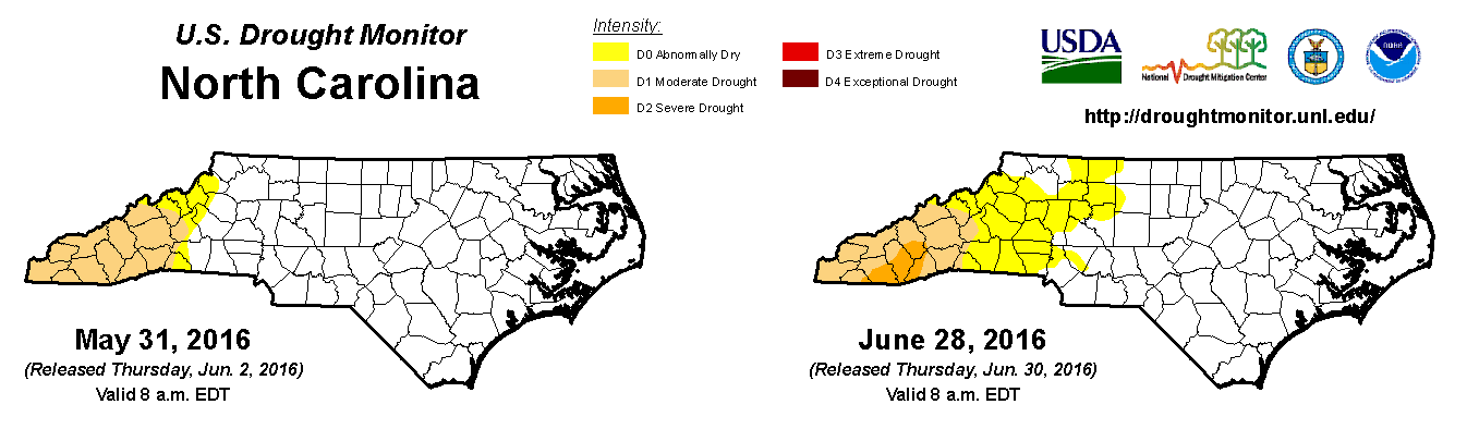 June Dry in the West, Wet in the East - North Carolina State Climate Office